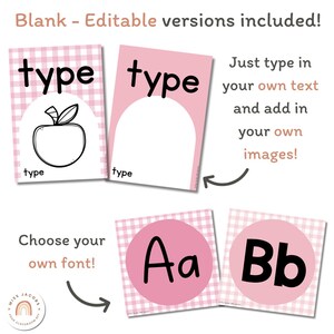 Alphabet Posters | Daisy Gingham Pastels Classroom Decor | Editable - Etsy