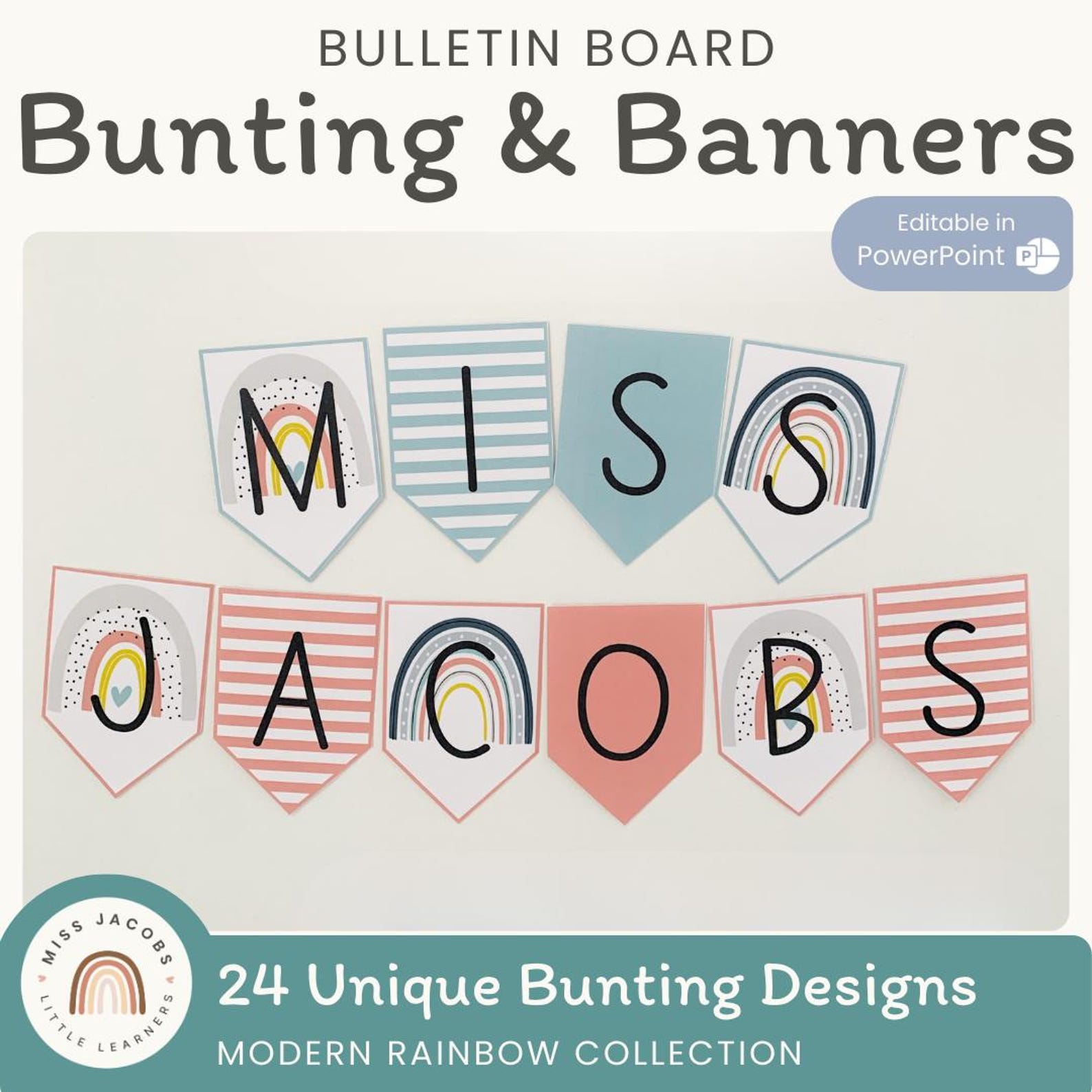 MODERN RAINBOW Bulletin Board Signage & Bunting | Editable | Calm ...