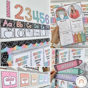 Cutesy Classroom Decor Bundle, Bright Rainbow Composition Notebook ...