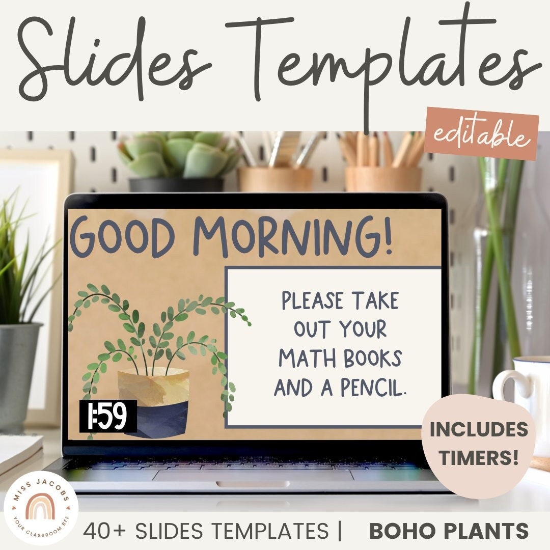 Slides | BOHO PLANTS Classroom Decor | Google Slides Templates - Etsy