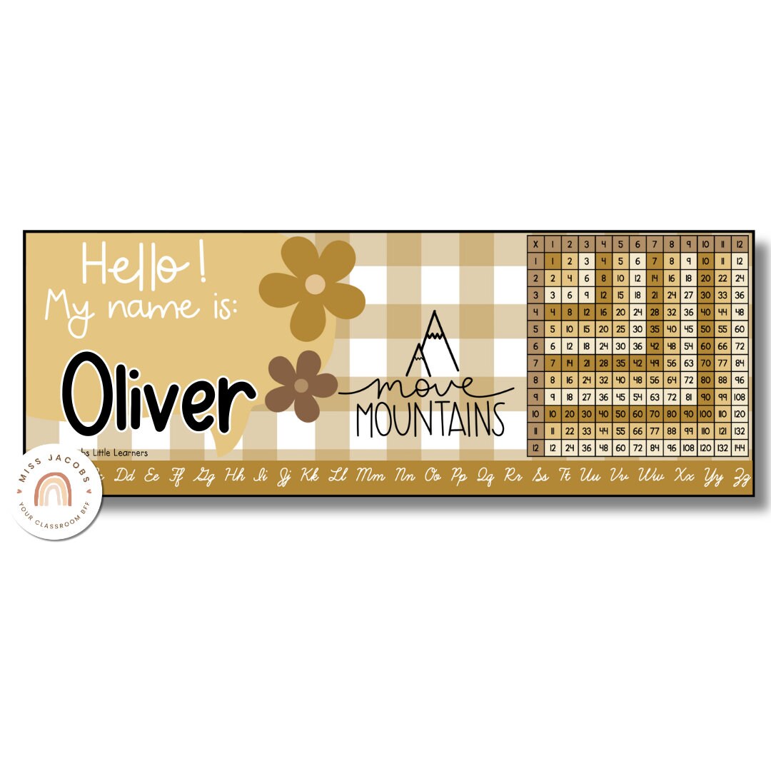 Student Name Tags and Goals Desk Plates | Alphabet and Number Line ...