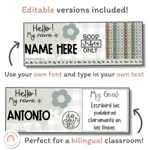 Student Name Tags and Goals Desk Plates | Alphabet and Number Line ...