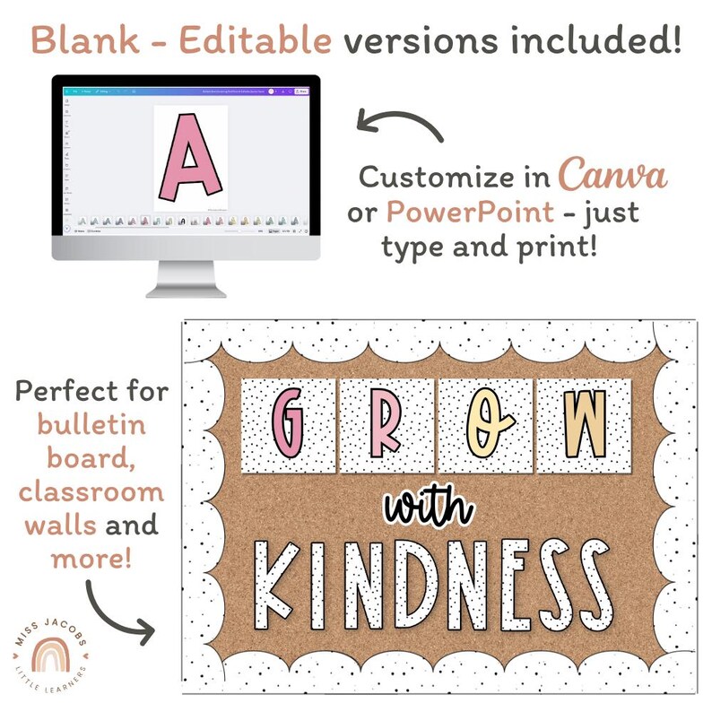 Groovy Bulletin Board Lettering Pack | Editable SPOTTY PASTEL Display ...