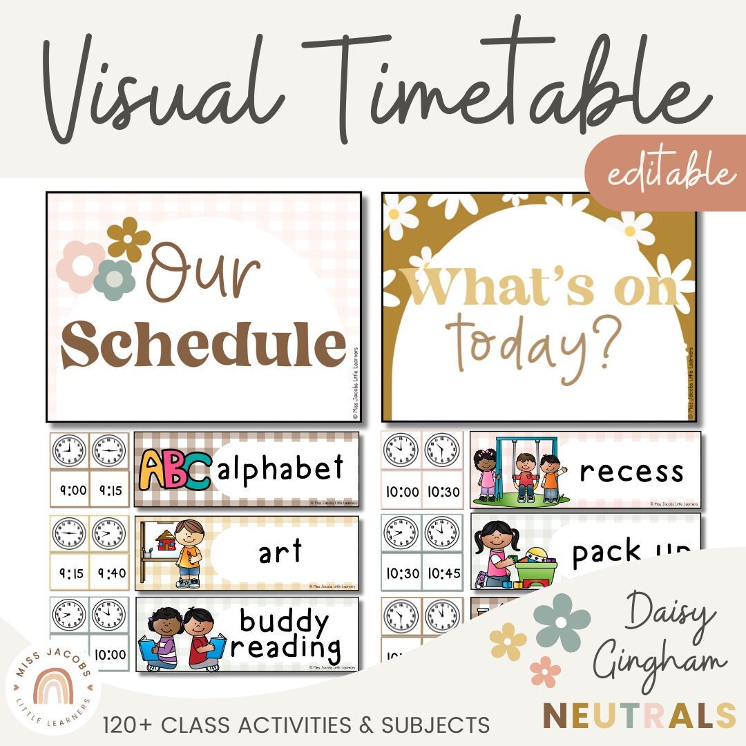 Daisy Visual Timetable for Kids, Editable Classroom Visual Schedule ...
