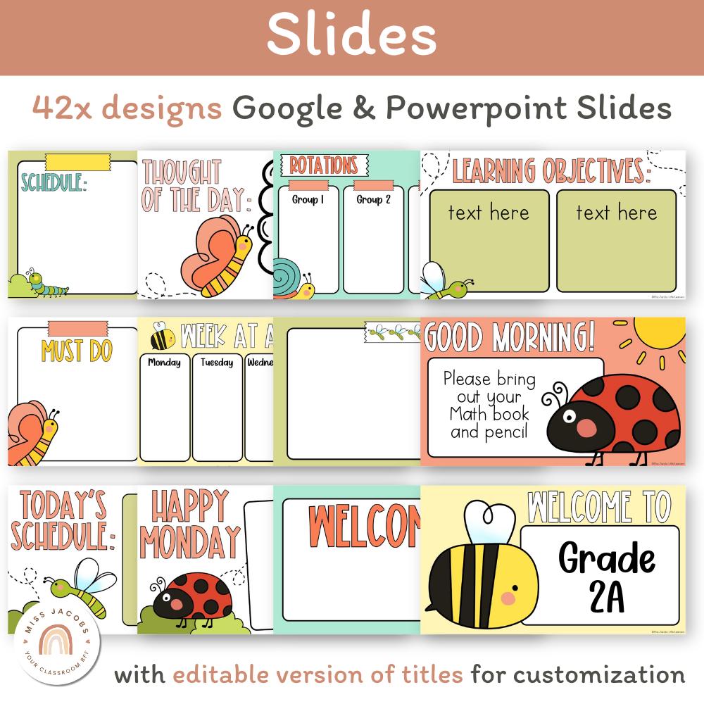 Insects Theme Classroom Decor Bundle, Editable Spring Bugs Set Teacher ...