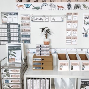 10 Drawer Cart Labels | Rustic Boho Plants Teacher Trolley Labels ...