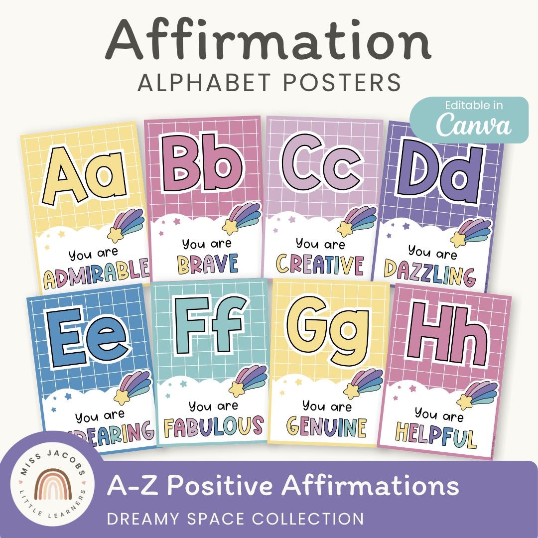Dreamy Space Affirmation Alphabet Posters: ABC Positive Affirmation ...