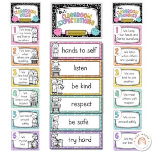 Cutesy Classroom Rules and Expectations Posters, Editable Rules for ...