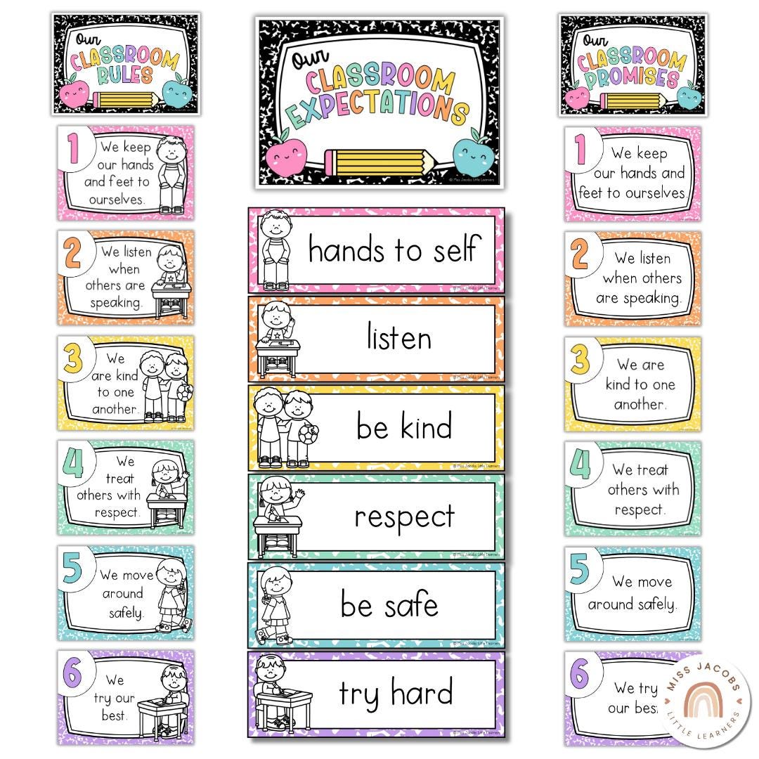 Cutesy Classroom Rules and Expectations Posters, Editable Rules for ...