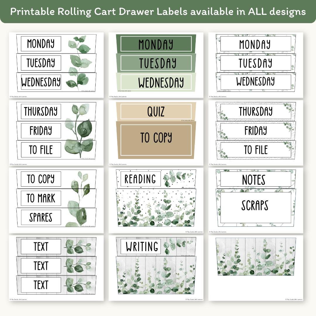 Teacher Trolley Labels, Editable Rolling Cart Drawer Organizers ...
