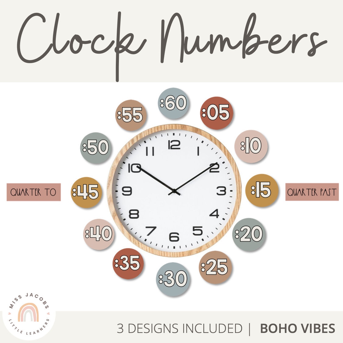 BOHO VIBES Clock Labels Desert Neutral Classroom Decor | Etsy