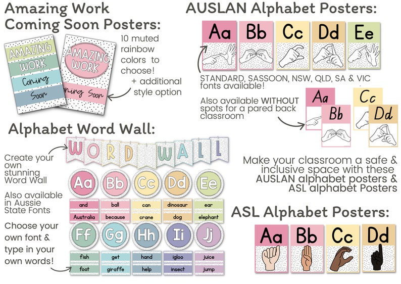 SPOTTY PASTELS Classroom Decor Bundle Muted Rainbow Decor - Etsy