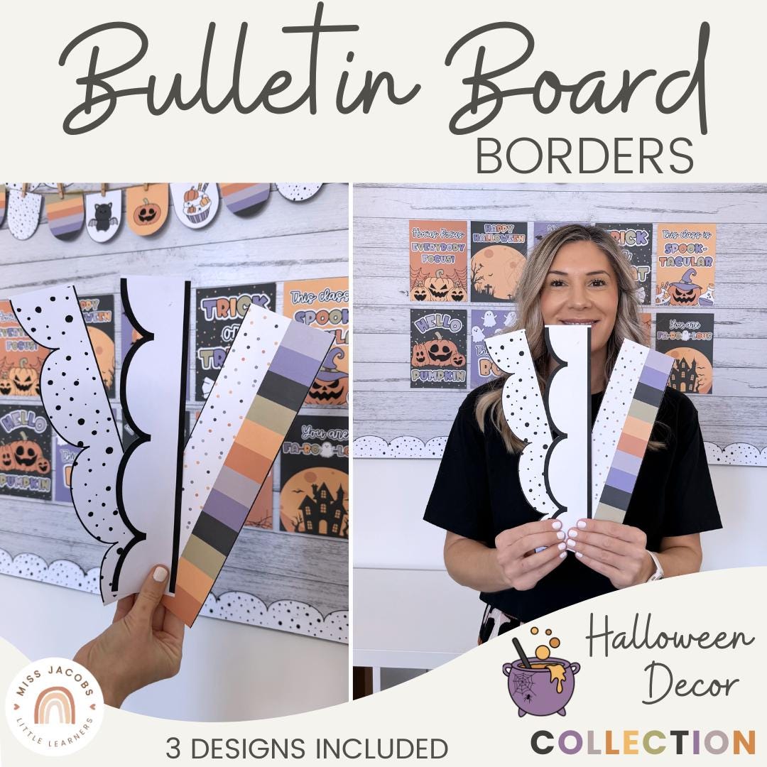 Halloween Bulletin Board Borders | Cute Halloween Classroom Display ...