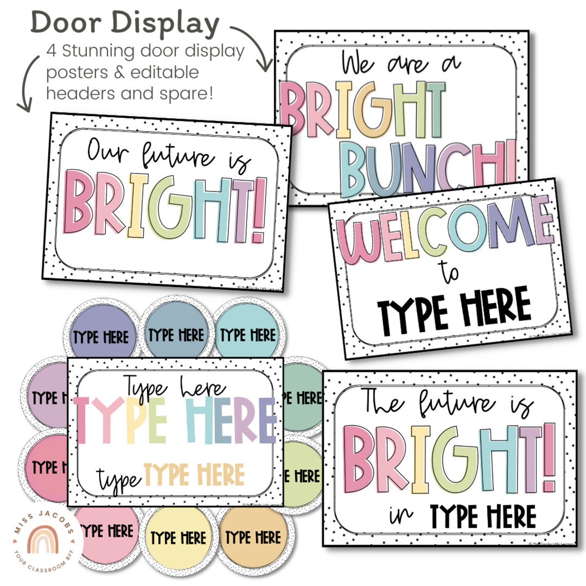 SPOTTY PASTELS Door Display Editable - Etsy