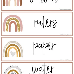 BOHO RAINBOW Classroom Labels Bundle | Editable | Neutral Rainbow ...