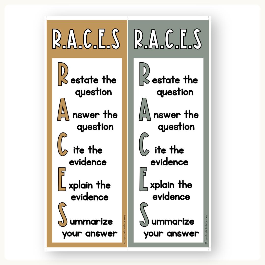 Printable RACES Strategy Anchor Chart, Editable ELA Writing Strategy ...