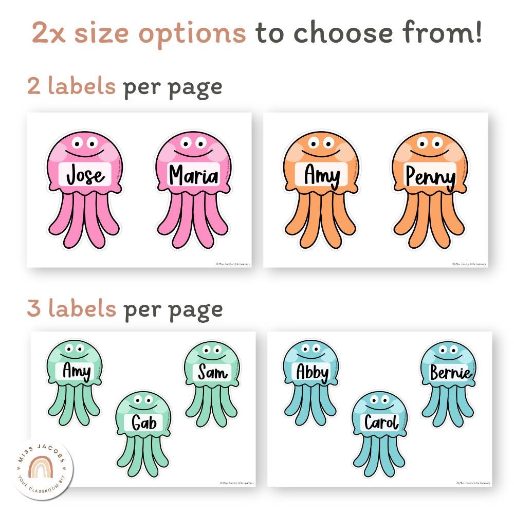 Jellyfish Door Signs & Name Labels, Editable Ocean Theme Classroom ...