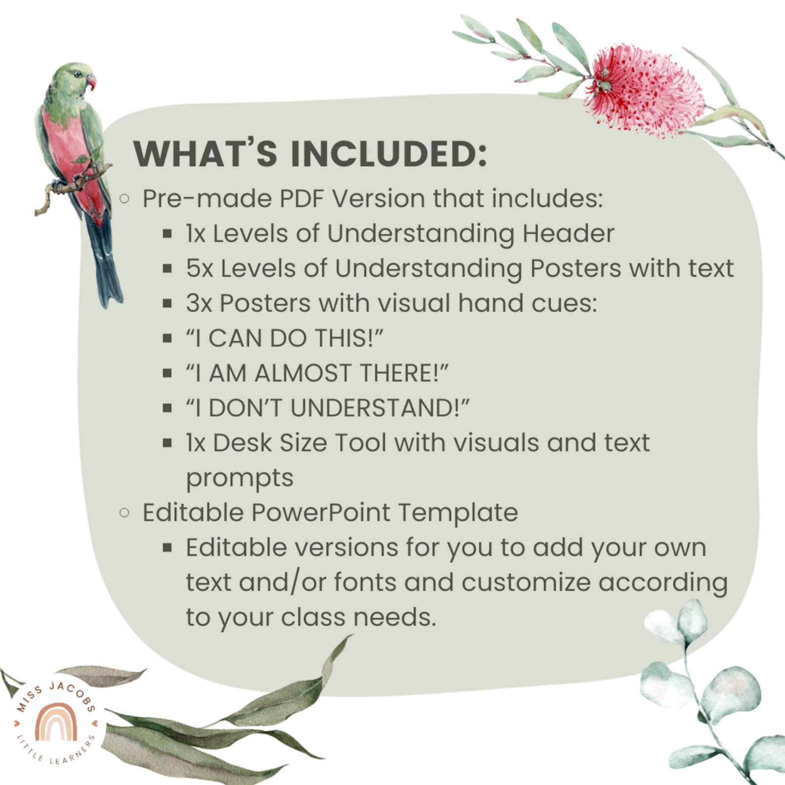Levels of Understanding Posters With Visuals | Australiana Classroom ...
