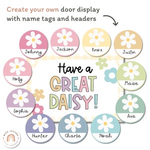 Daisy Door Display or Bulletin Board | Daisy Gingham Pastels Classroom ...