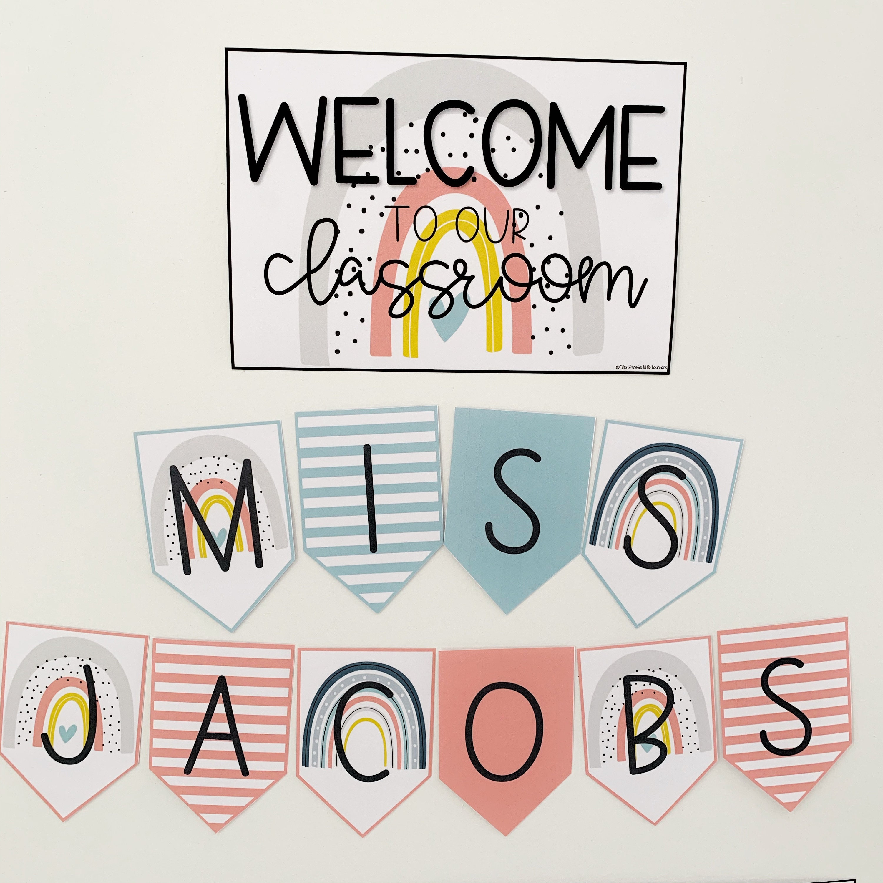 MODERN RAINBOW Bulletin Board Signage & Bunting | Editable | Calm ...