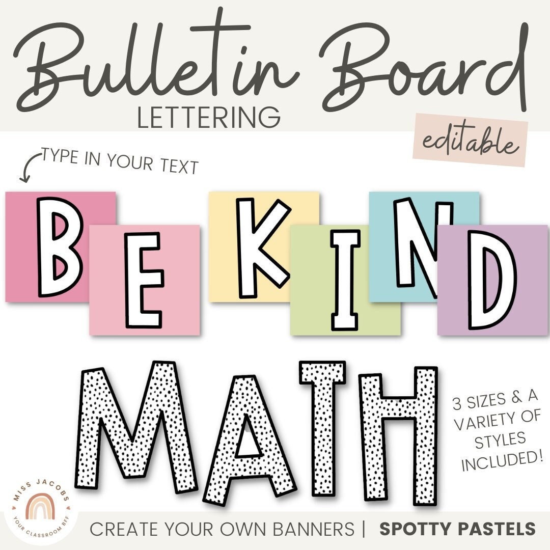 Groovy Bulletin Board Lettering Pack | Editable SPOTTY PASTEL Display ...