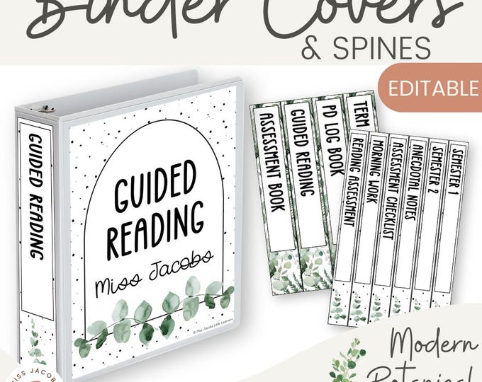 Eucalyptus and Gold Binder Covers | Editable | Botanical Classroom ...