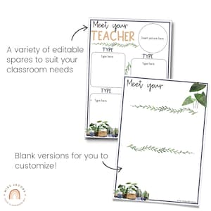 Meet the Teacher Templates | Editable Modern Boho Plants Decor - Etsy