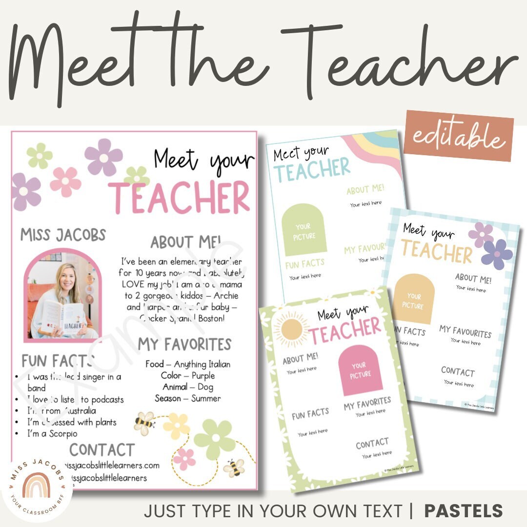 Meet the Teacher Templates Daisy Gingham Pastels Classroom Decor ...