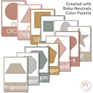 Shape Posters | Modern Boho Rainbow | Calm Classroom Decor | Editable ...