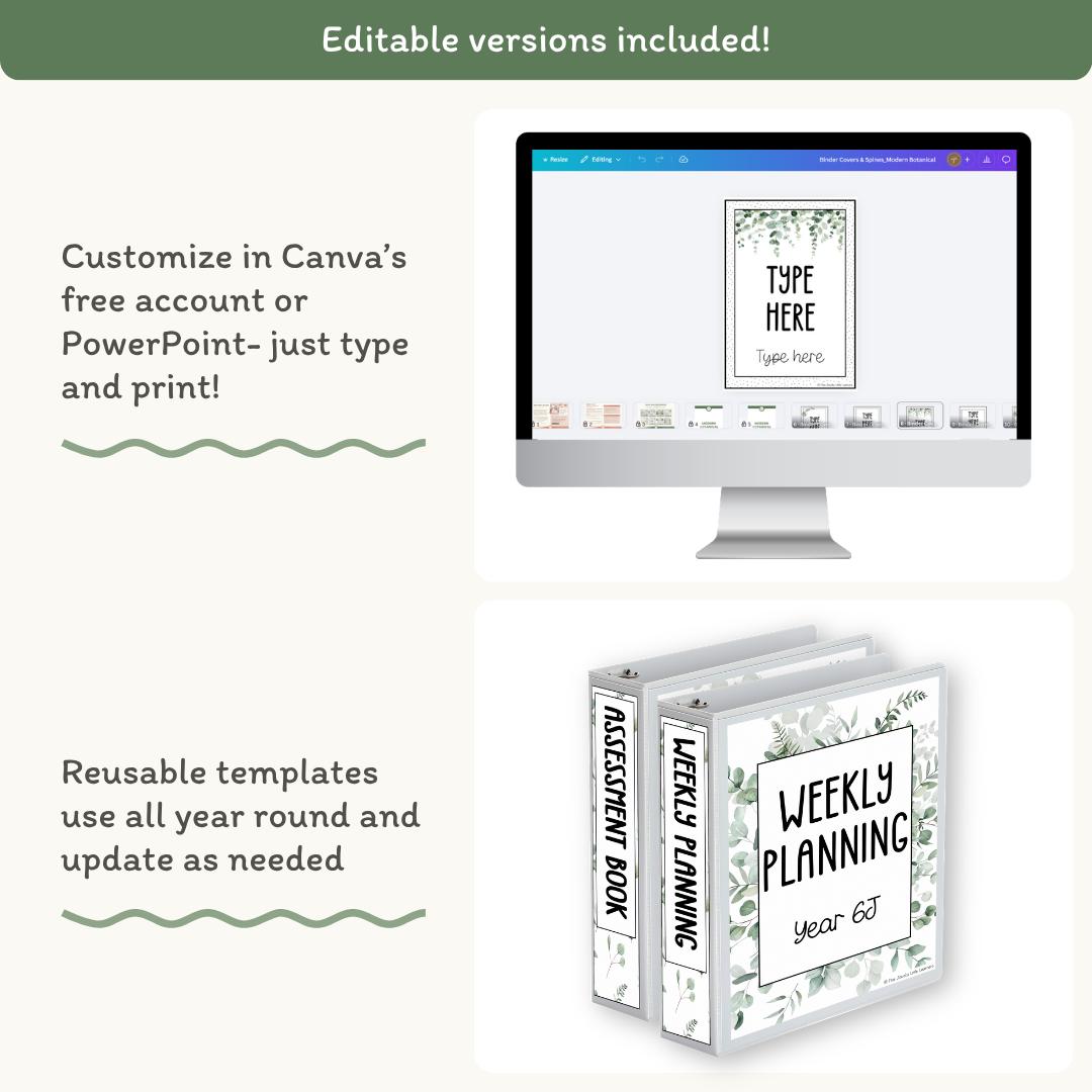 Editable Binder Covers & Spine Labels, Teacher Organization Set ...