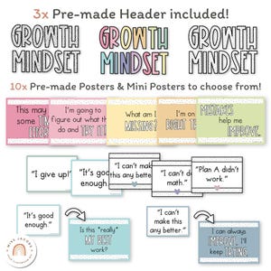 SPOTTY PASTELS Growth Mindset Posters | Muted Rainbow Classroom Decor ...