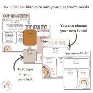 Classroom Newsletter Templates | Editable | Boho Rainbow Classroom ...