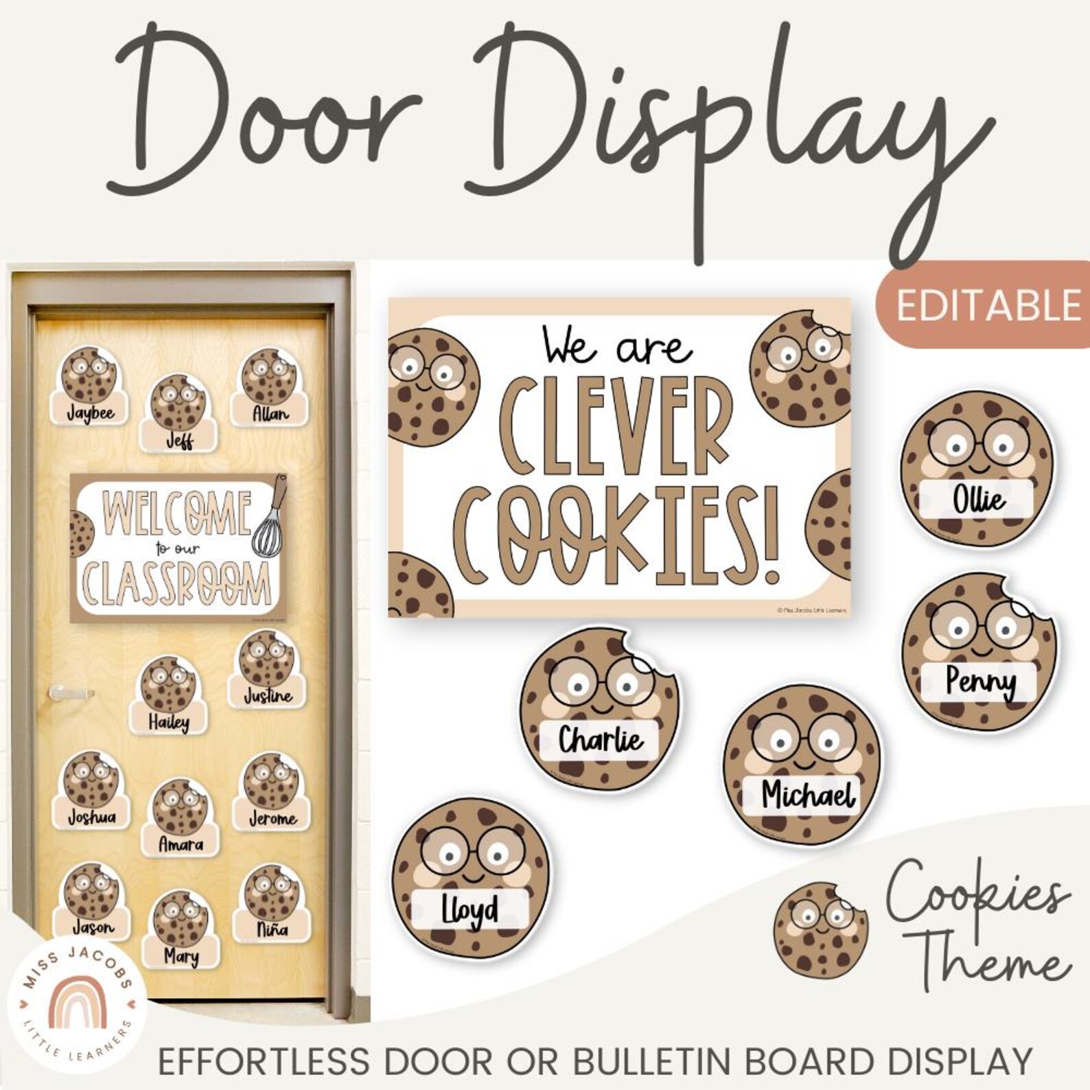 Cookie Door Display for Classroom, Editable and Printable Welcome ...