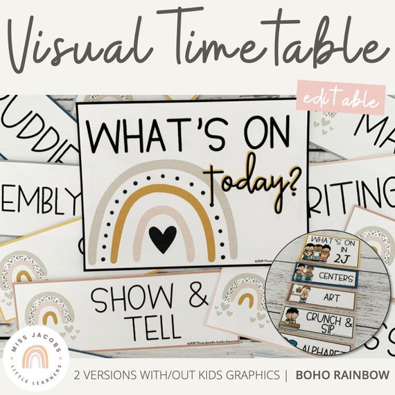 BOHO RAINBOW Visual Timetable Neutral Rainbow Classroom - Etsy UK