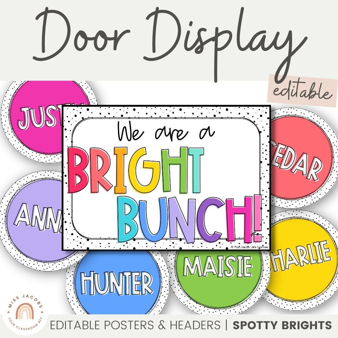 SPOTTY BRIGHTS Door Display | Editable Groovy Rainbow Decor - Etsy