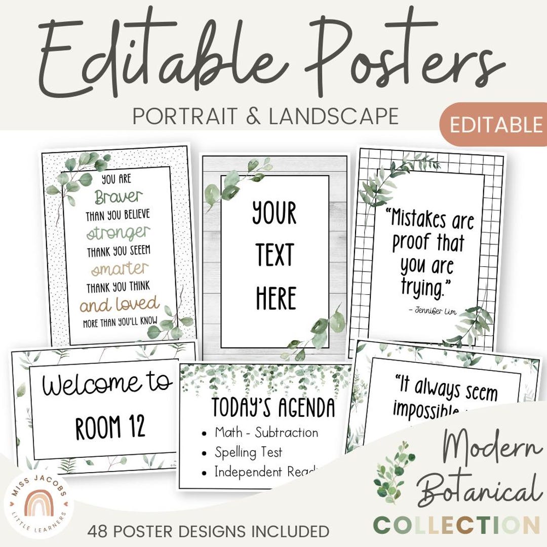 Editable Classroom Posters, Custom Farmhouse Signs & Label Templates ...