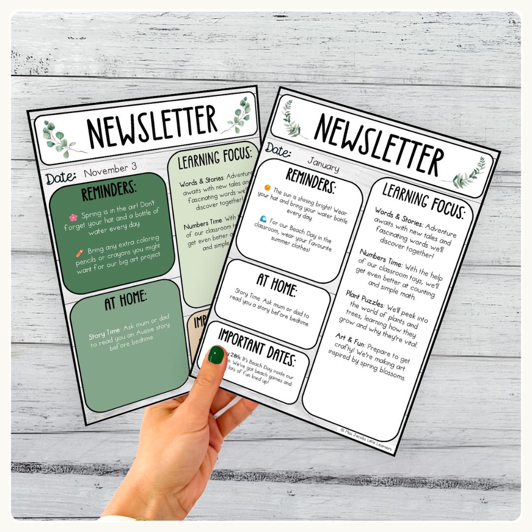 Newsletter Template for Teachers, Editable Weekly & Monthly Parent ...