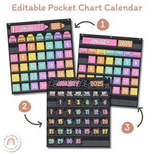 Cutesy Calendar and Weather Classroom Display, Printable Teacher Pocket ...