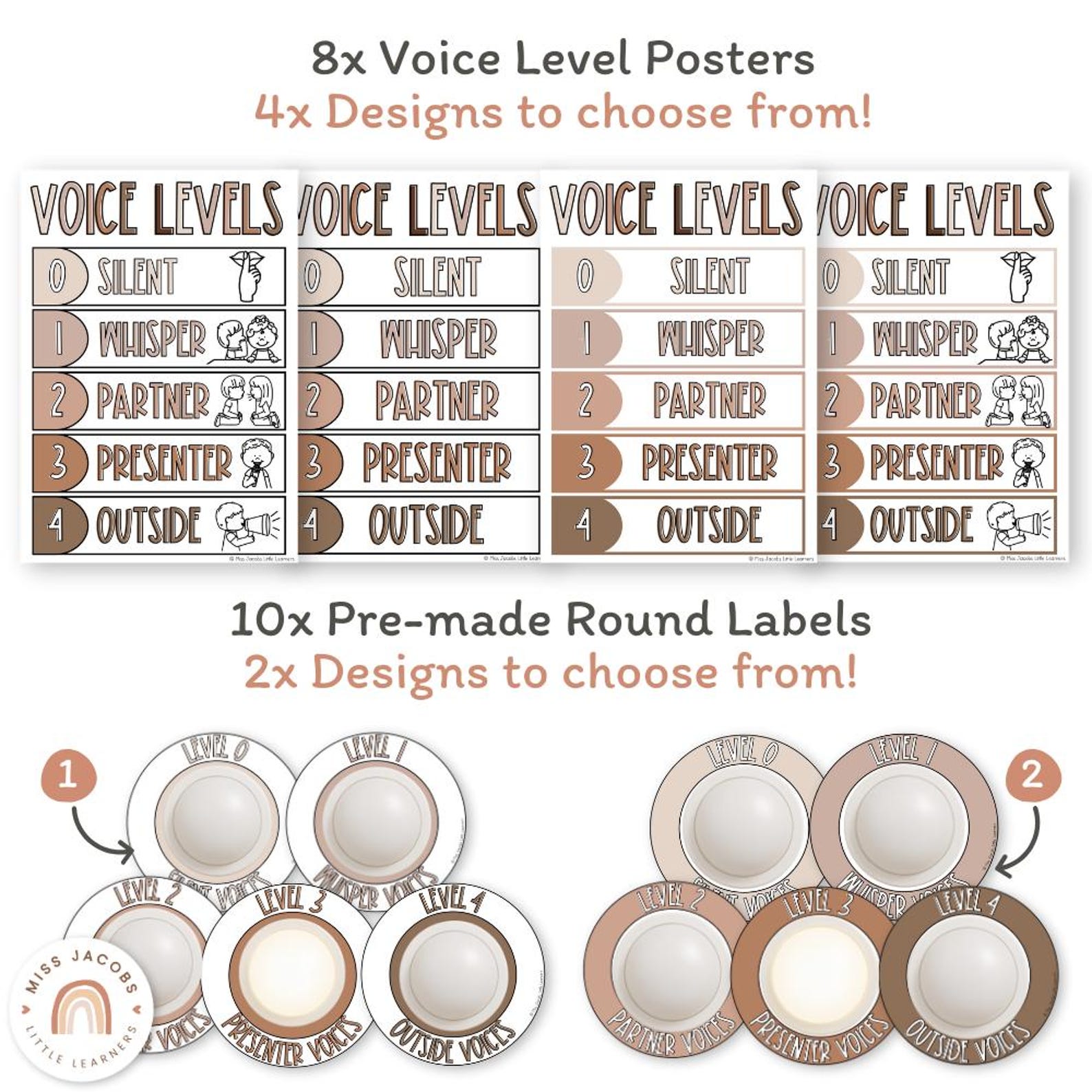 Voice Level Display | OMBRE NEUTRALS Classroom Decor - Etsy