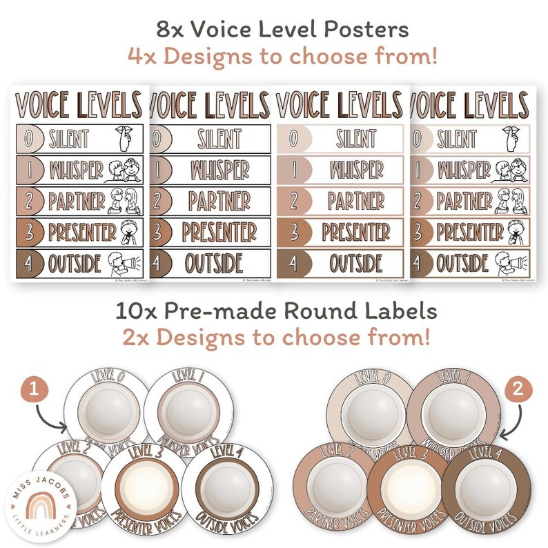 Voice Level Display | OMBRE NEUTRALS Classroom Decor - Etsy