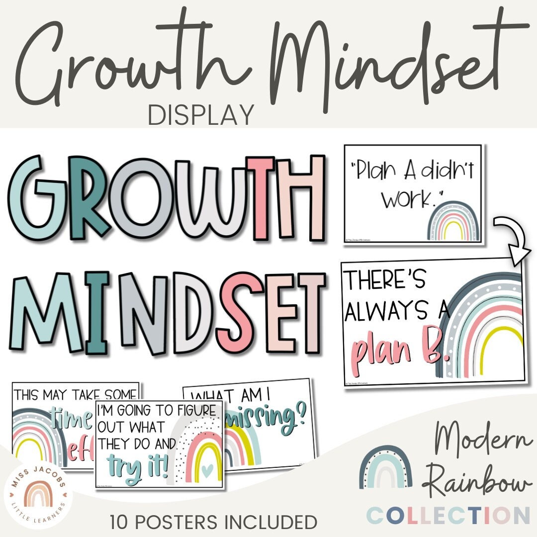 MODERN RAINBOW Growth Mindset Display | Calm Colors Classroom Decor - Etsy