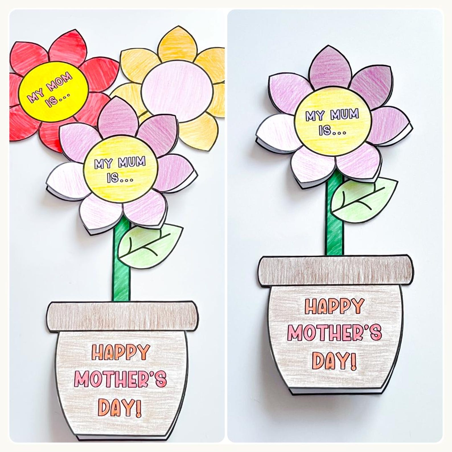 Printable Flower Pot Mother’s Day Craft, Writing and DIY Keepsake Gift ...