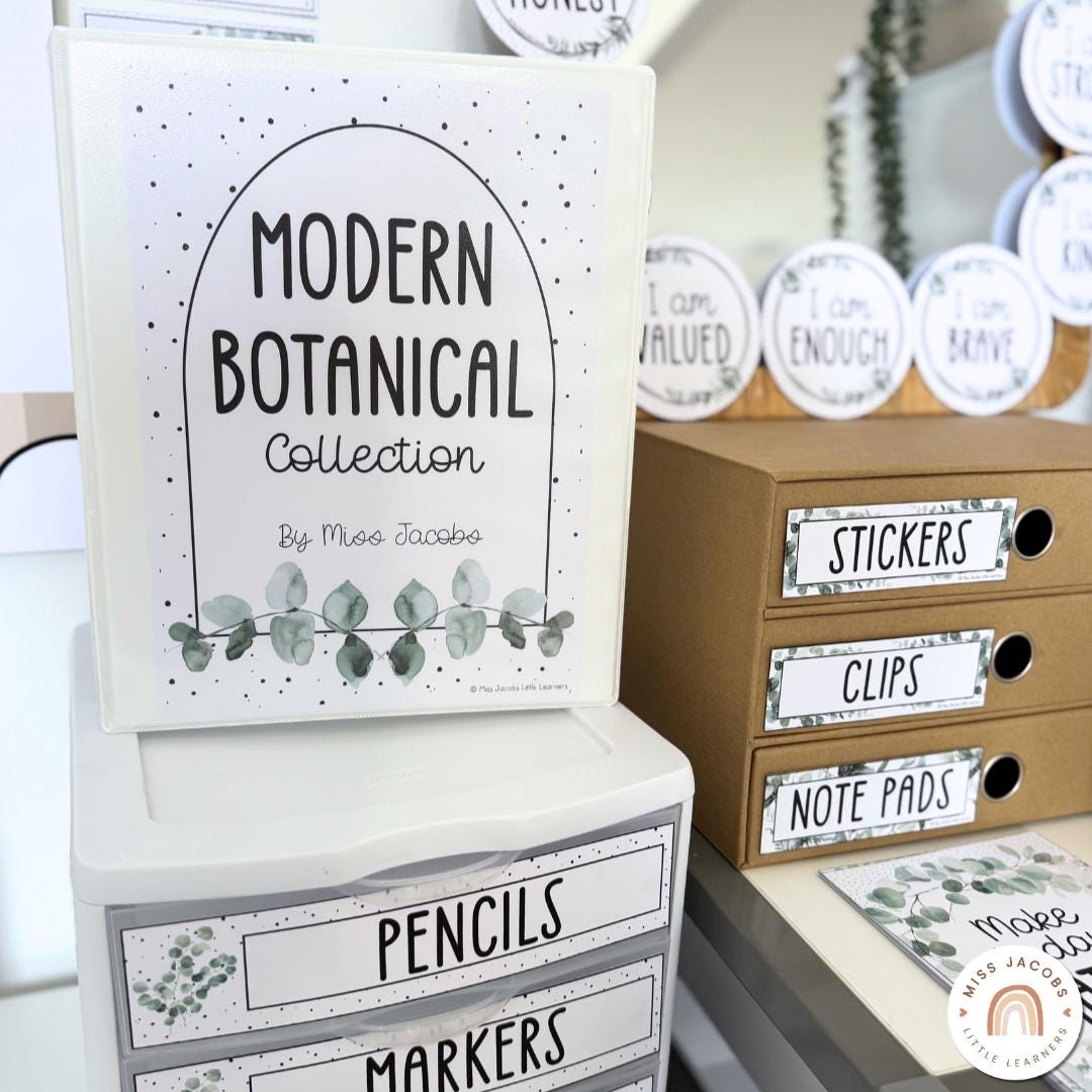 MODERN BOTANICAL Classroom Decor Bundle, Eucalyptus & Botanical Prints ...