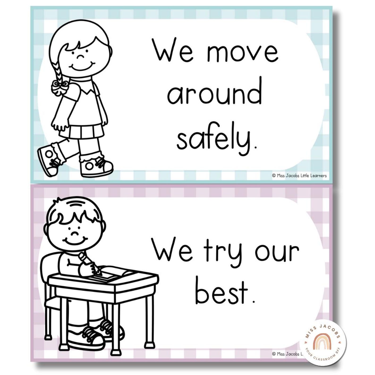 Classroom Rules Posters for Classroom Management | Daisy Gingham Pastel ...