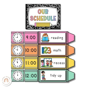 Cutesy Visual Classroom Schedule, Back to School Theme Visual Schedule ...