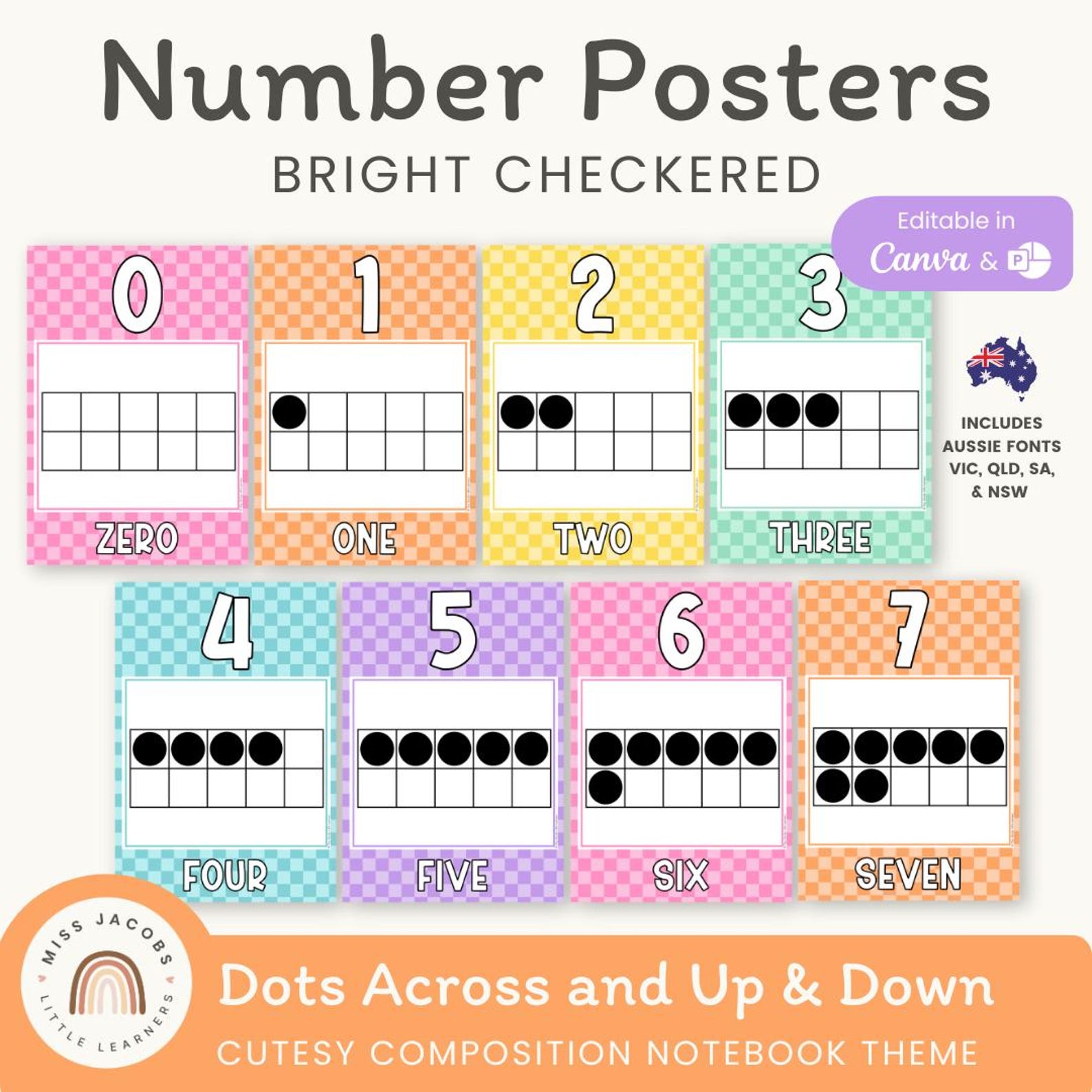 Cutesy Number Posters for Classroom, Printable 0 to 20 - 100 Number ...