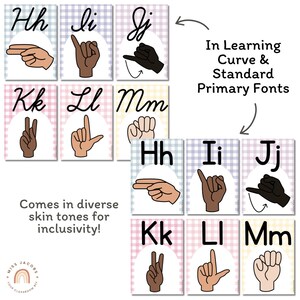 ASL american Sign Language Alphabet Posters Daisy Gingham Pastels ...