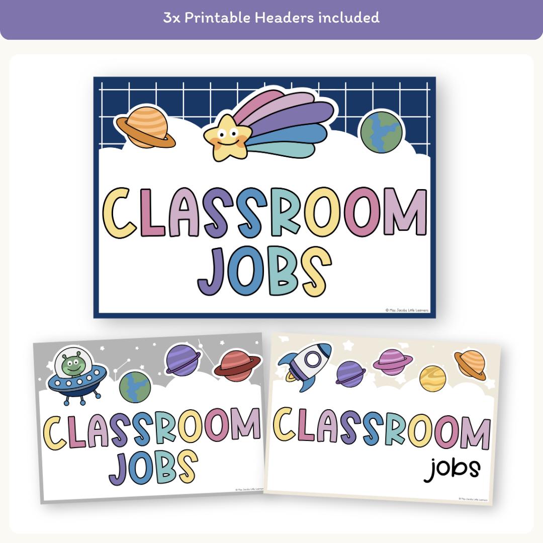 Classroom Job Chart: Dreamy Space Theme Student Helper Jobs List ...