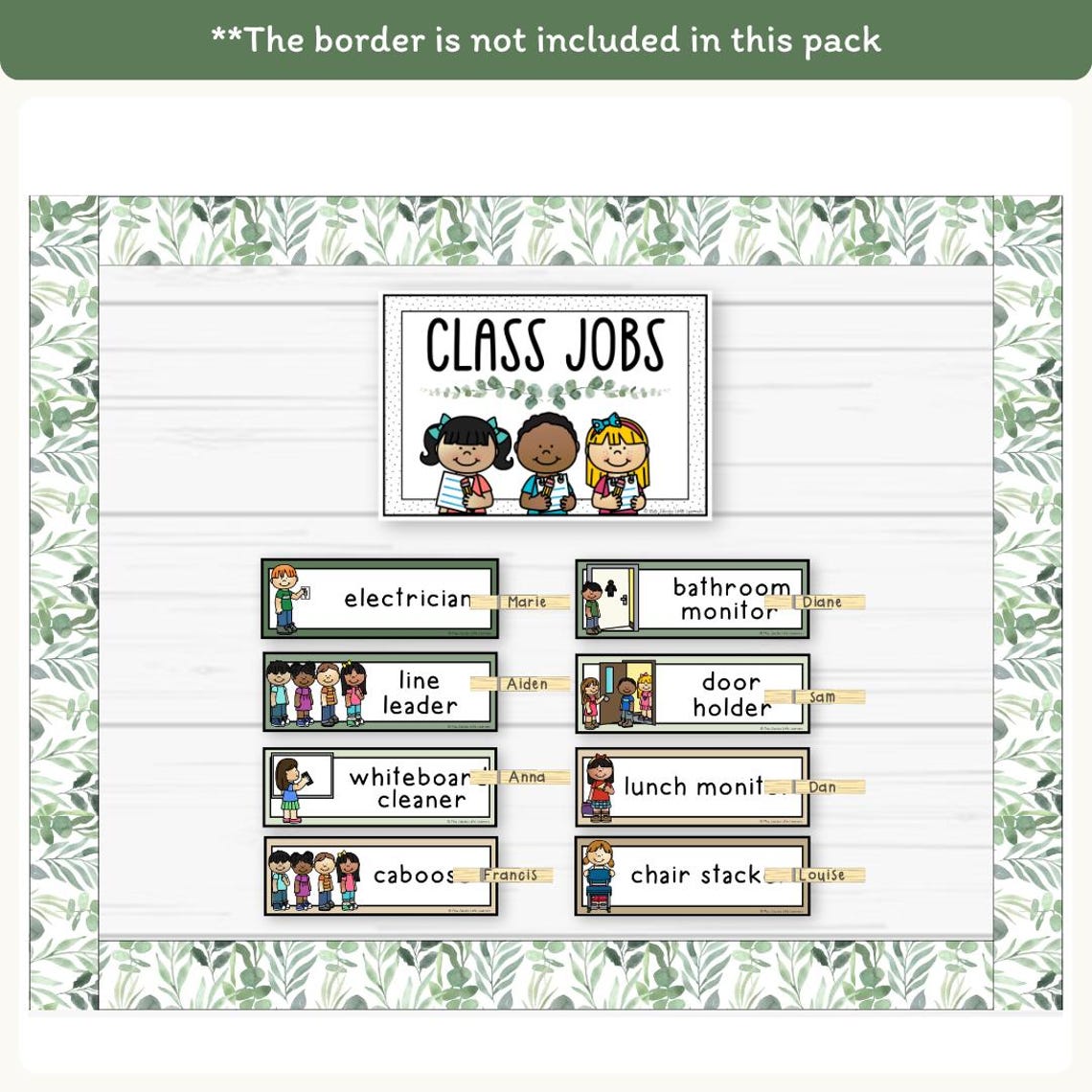 Classroom Job Chart Printable, Editable Nature-themed Job Card Display ...