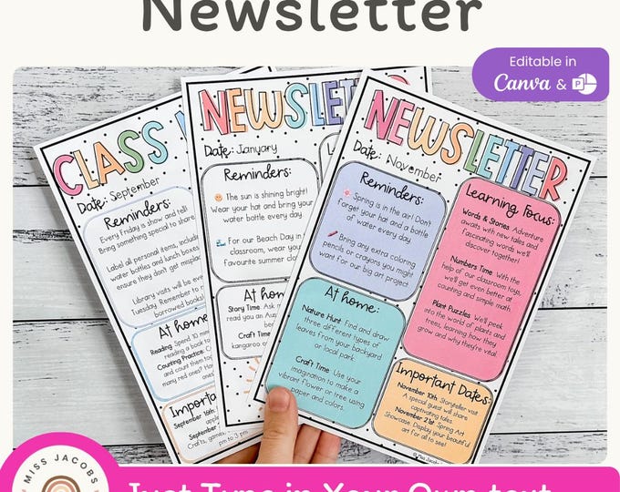 Classroom Newsletter Templates | Editable | Spotty Brights Classroom ...